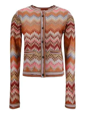 Missoni Viscose Cardigan With Chevron Pattern - Multicolor