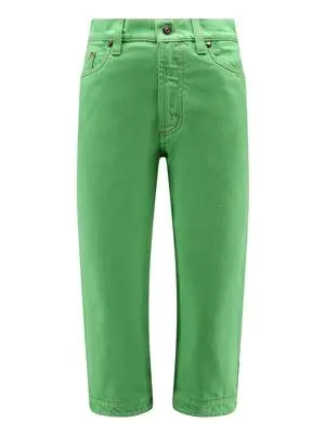 Versace Non-stretch Cotton Cropped Trousers With Medusa Detail - Multicolor