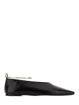 JIL SANDER Leather Ballerinas With Metallic Detail - Black