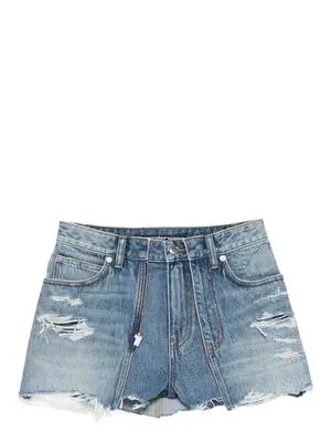 Alexander Wang Distressed Zip Detail Denim Shorts - Blue