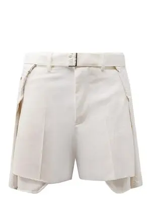 Sacai Double Fabric Belted Shorts - Multicolor
