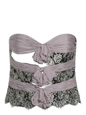 Valentino Garavani Draped Lace Corset Top - Gray