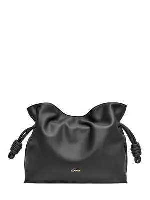 Loewe Medium Flamenco Clutch Bag In Nappa Calfskin - Black