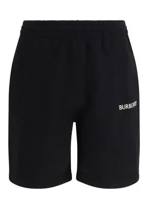 Burberry Cotton Sport Shorts With Logo Print - Black