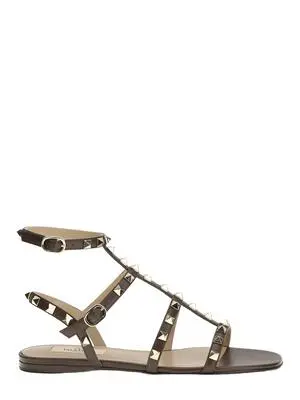 Valentino Garavani Rockstud Leather Sandals - Brown