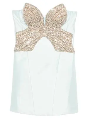 Costarellos Embellished Strapless Sequin Cocktail Dress - Blue