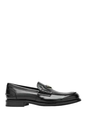 Prada Brushed Leather Moccasins - Black