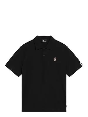 Moncler Polo Shirt With Logo Patch - Black