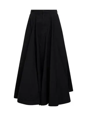 Balenciaga Black Cotton Ripstop Godet Maxi Skirt - Multicolor