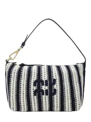 Miu Miu Crochet And Leather Pouch - Blue