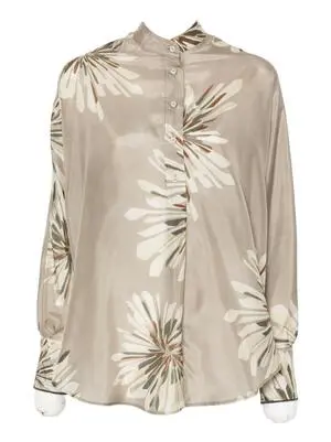Brunello Cucinelli Printed Silk Shirt - Multicolor