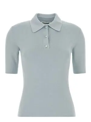 JIL SANDER JIL SANDER Ribbed Wool Polo Shirt Blue