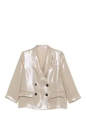 Brunello Cucinelli Linen Double-breasted Jacket - Multicolor
