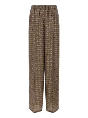 Max Mara Mxmvischio Silk Paisley Print Wide Leg Pants - Brown