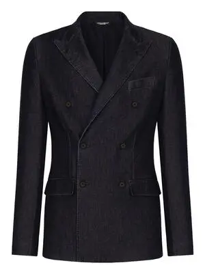 Dolce & Gabbana Double Breasted Denim Blazer - Multicolor