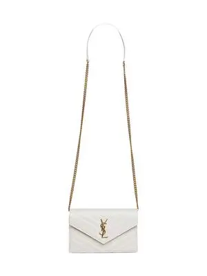 Saint Laurent Cassandre Classic Envelope Clutch With Chain Shoulder Strap - Multicolor