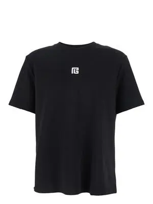 Balmain Crewneck T-shirt With Logo Print On The Front In Cotton - Multicolor