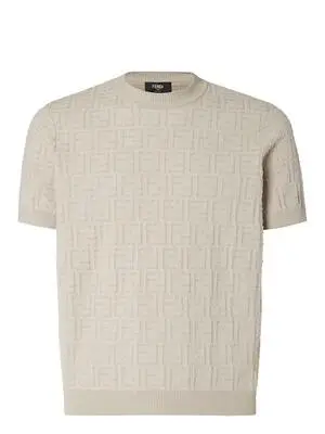 Fendi Grey Cream Ff Selleria Cotton Pullover - Gray