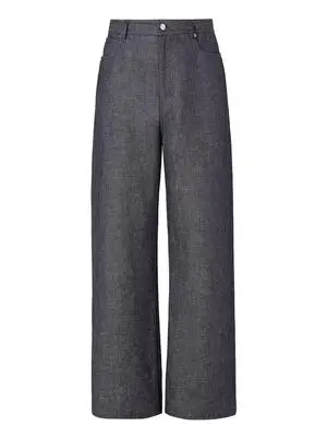 Fendi Relaxed Fit Jeans In Linen, Cotton, And Silk - Multicolor