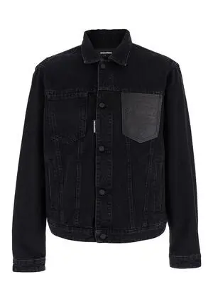 Dsquared2 Denim Jacket With Embossed Logo - Multicolor