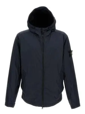 Stone Island Hooded Zip-up Jacket With Removable Logo Label - Multicolor