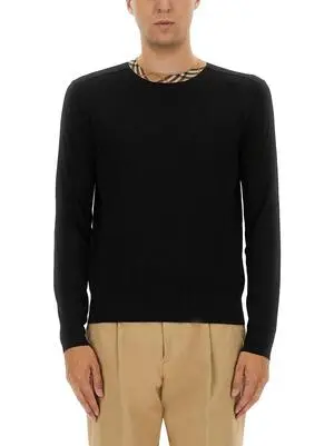 Burberry Wool Jersey Crew Neck Sweater - Black