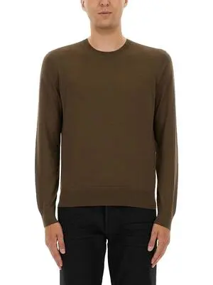 TOM FORD Fine Merino Virgin Wool Crew Neck Sweater - Brown