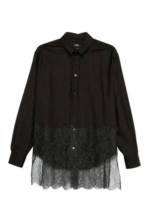 Fendi Wool Shirt With Stripes And Lace - Multicolor