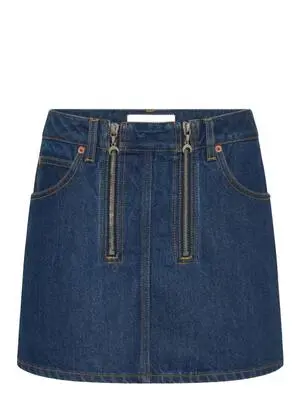 MARINE SERRE Denim Mini Skirt With Zip Detailing - Multicolor