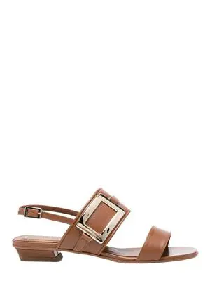 ROGER VIVIER Metal Buckle Leather Slingback Sandals - Multicolor