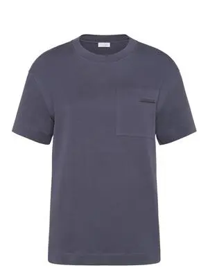 Brunello Cucinelli Brown Cotton T-shirt With Monili Trim - Multicolor