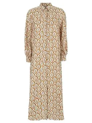 Max Mara Printed Silk Maxi Dress - Multicolor