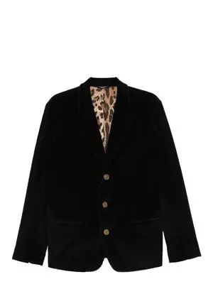 DOLCE & GABBANA DOLCE & GABBANA Black Cotton Peak Lapel Button-Front Blazer
