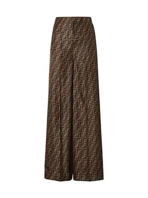 Fendi Silk Twill Ff Motif Wide-leg Pants - Multicolor