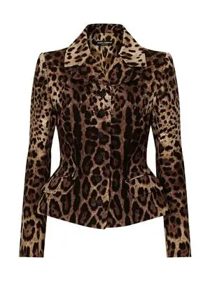 Dolce & Gabbana Double Wool Crepe Leopard Print Blazer - Multicolor