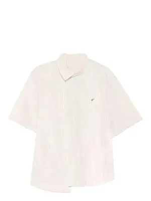 CROQUIS Embroidered Logo Pinstripe Shirt - Neutrals