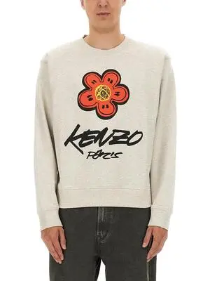 Kenzo Crewneck Sweatshirt With Graphic Print - Gray