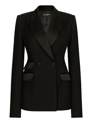Dolce & Gabbana Black Virgin Wool And Silk Tuxedo Blazer - Multicolor