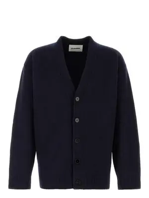 JIL SANDER Dark Wool Cardigan - Blue