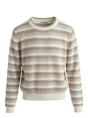 Brunello Cucinelli Striped Cotton Crewneck Sweater - Multicolor