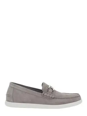 Fendi Suede Loafers With Ff Metal Buckle - Multicolor