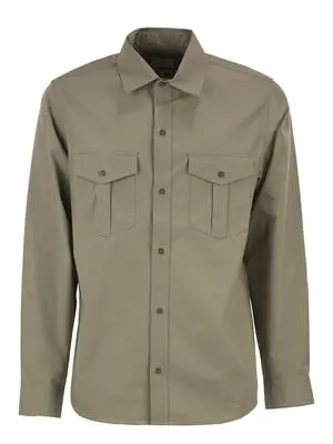 A.p.c. Cotton Utility Shirt With Patch Pockets - Green