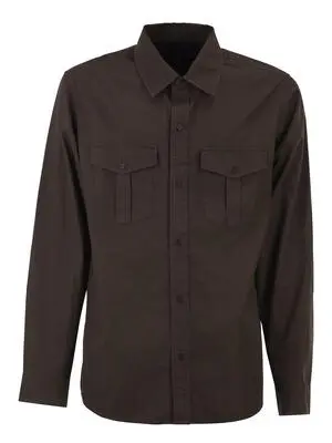 A.p.c. Cotton Utility Shirt With Patch Pockets - Brown