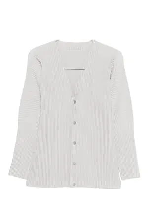 Issey Miyake Homme Plissé Pleated V-neck Cardigan - Multicolor