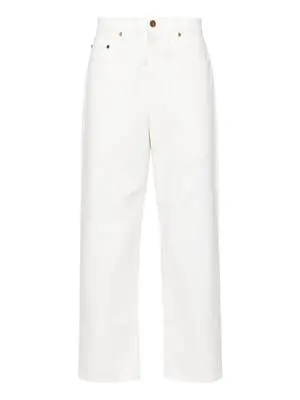 GOLDEN GOOSE Loose Fit White Cotton Denim Jeans With Star Stud Detailing - Multicolor
