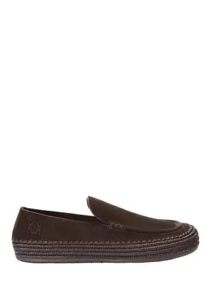 Loewe LOEWE X Paula's Ibiza Rio Suede And Raffia Loafers Brown