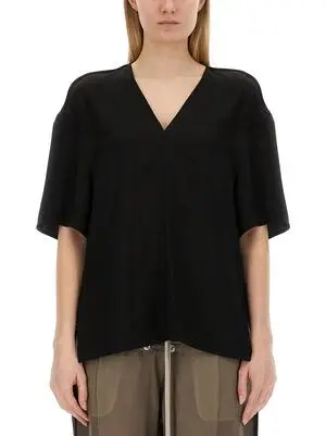 Rick Owens V-neck T-shirt - Black