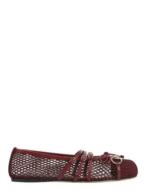 Gucci Mesh Ballerinas With Horsebit Detail - Red