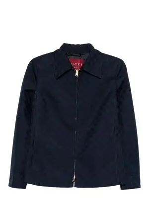 Gucci Gg Blue Cotton Gabardine Jacket - Multicolor