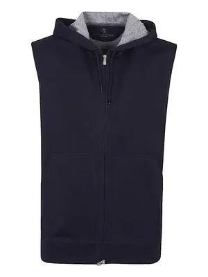 Brunello Cucinelli BRUNELLO CUCINELLI Sleeveless Zip-Up Hoodie Multicolor